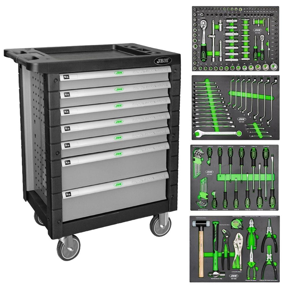 Servante D'atelier JBM 7 Tiroirs Complete Avec 172 Outils Grise - D Stock41